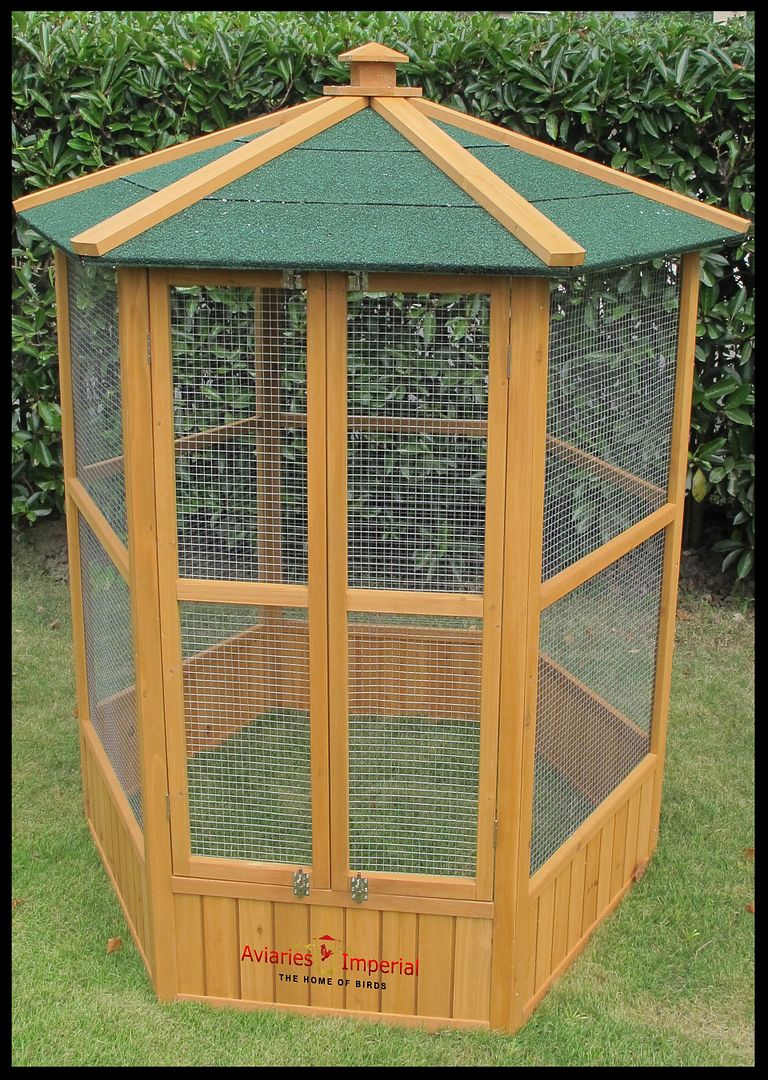 Aviaries Imperial Large Wooden Hexagonal Bird Aviary Cage Birds Parrot ...